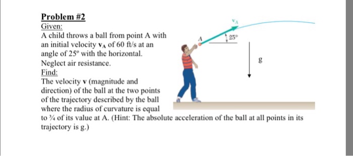 Solved Given: A child throws a ball from point A with an | Chegg.com