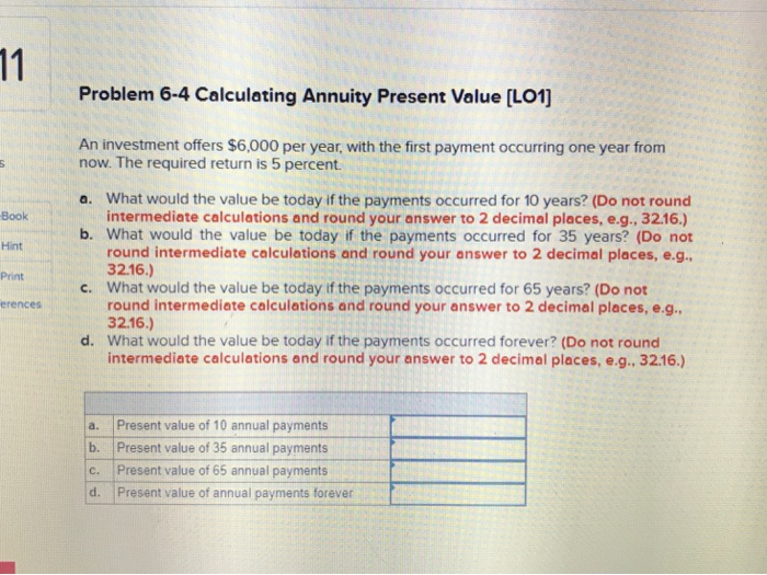 Solved Problem 6-4 Calculating Annuity Present Value [L01 An | Chegg.com