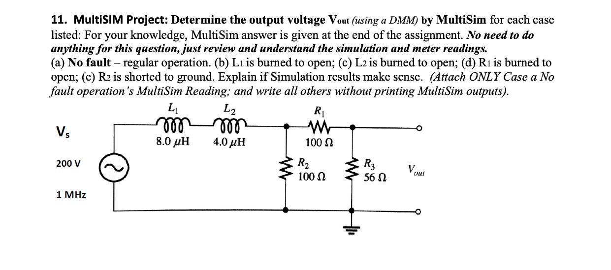 Solved 11. MultiSIM Project: Determine the output voltage | Chegg.com