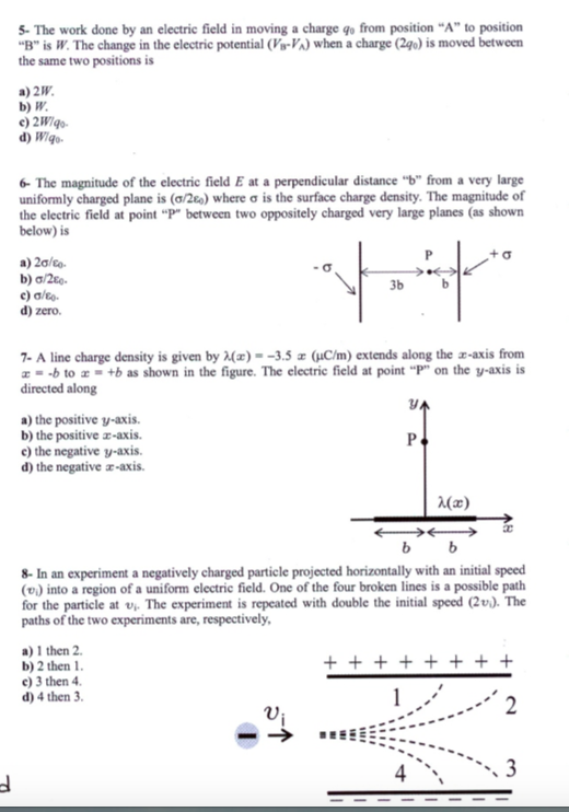 Solved 5- The work done by an electric field in moving a | Chegg.com