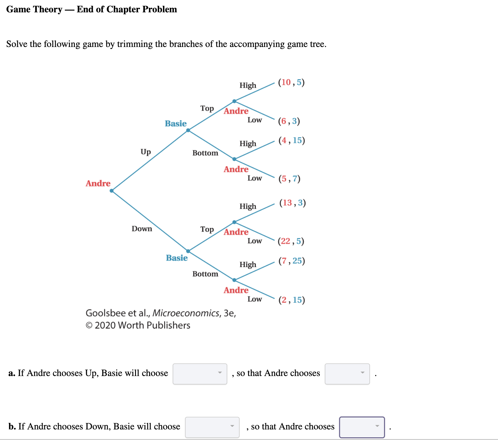 Solved Game Theory - End of Chapter Problem Solve the | Chegg.com