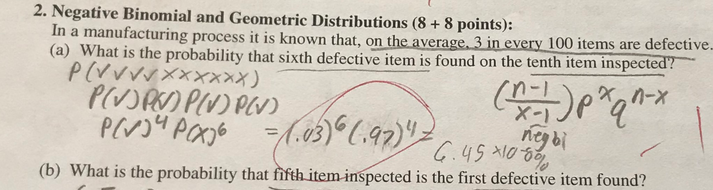 Solved 2. Negative Binomial and Geometric Distributions (8 + | Chegg.com