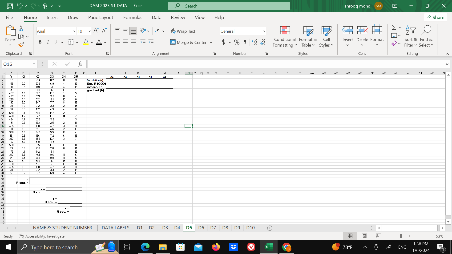 Solved D5. (SIMPLE LINEAR REGRESSION & CORRELATION) ﻿The | Chegg.com