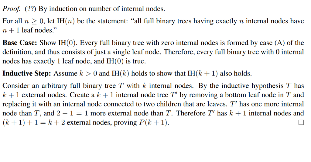Solved Proof? By induction on number of internal nodes. For2 | Chegg.com