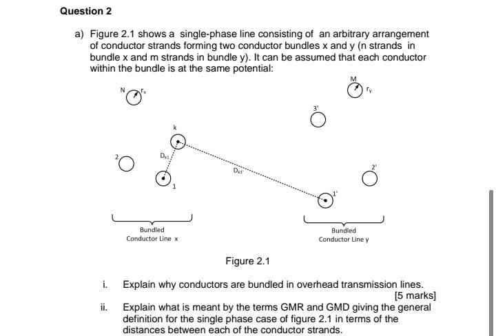 Solved Question 2 a) Figure 2.1 shows a single-phase line | Chegg.com