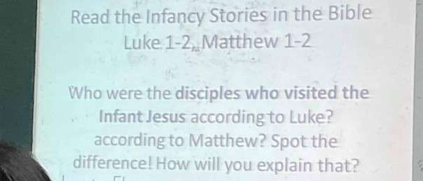 Read the Infancy Stories in the Bible Luke 1-2, | Chegg.com