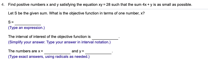 Solved Find positive numbers x and y satisfying the equation | Chegg.com