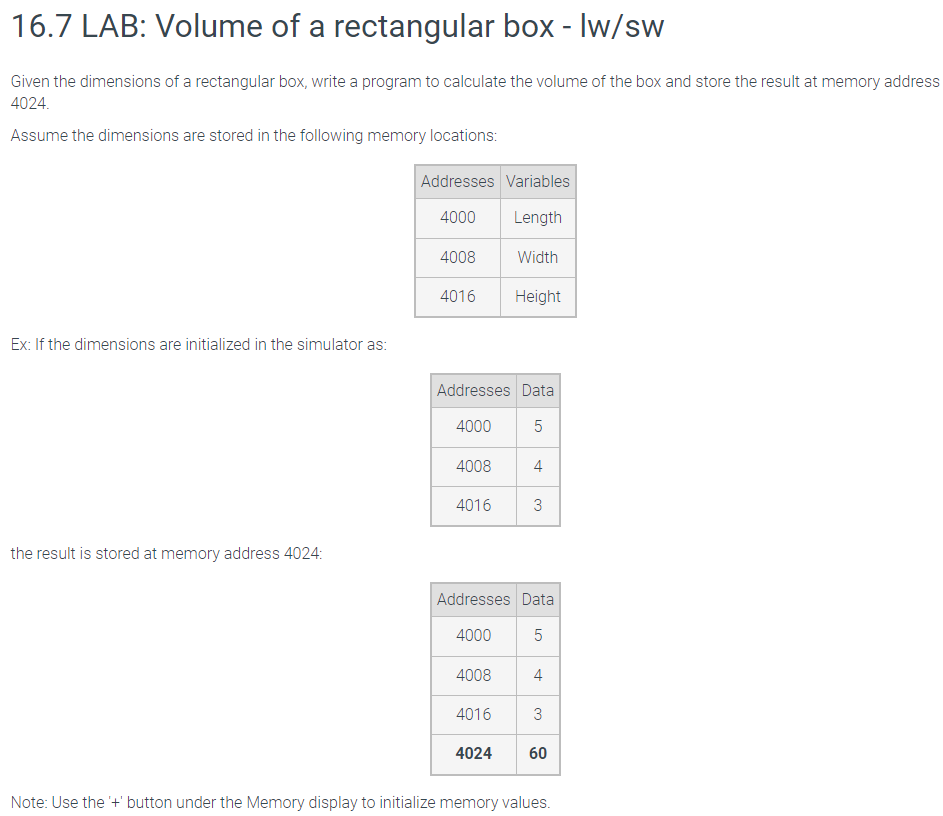 Solved 16.7 LAB: Volume of a rectangular box - Iw/sw Given | Chegg.com