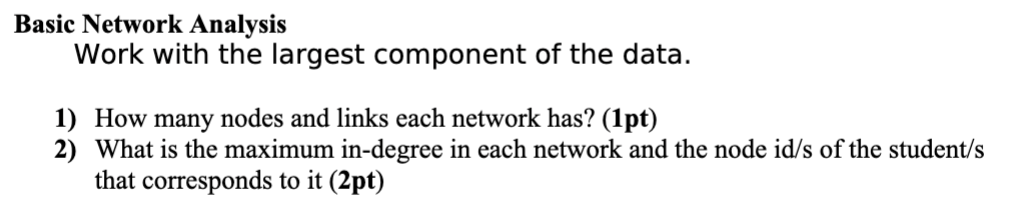 Solved Basic Network Analysis Work with the largest | Chegg.com