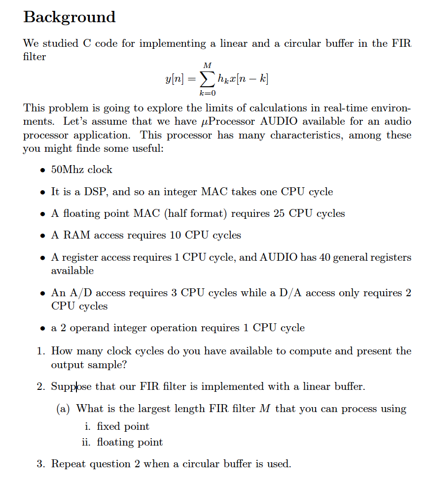 Background We studied C code for implementing a | Chegg.com