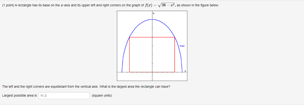 Solved (1 point) A rectangle has its base on the z-axis and | Chegg.com