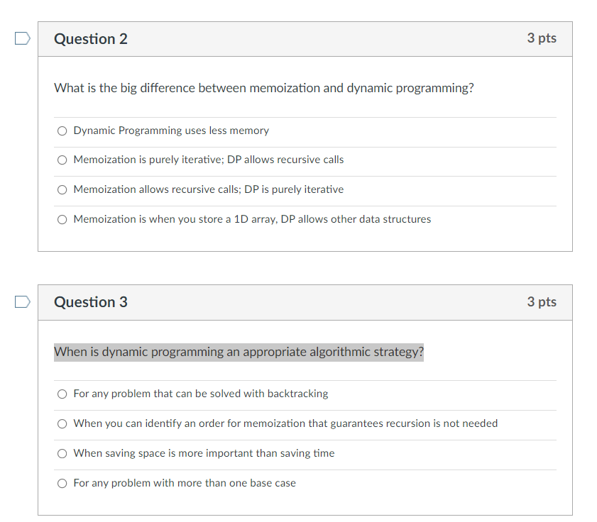 Solved Question 2 3 pts What is the big difference between | Chegg.com