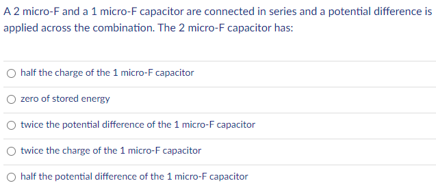 Solved A 2 micro-F and a 1 micro-F capacitor are connected | Chegg.com