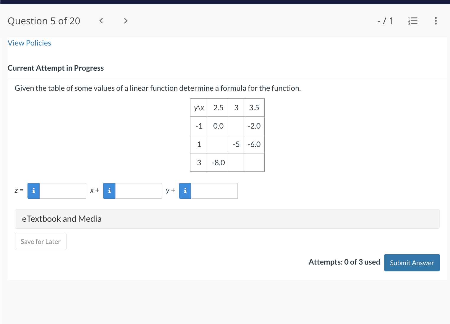 Solved Current Attempt in ProgressGiven the table of some | Chegg.com