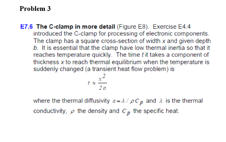 Problem 3 E7.6 The C-clamp in more detail (Figure | Chegg.com