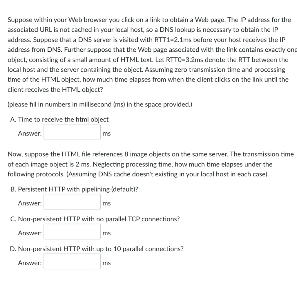 Solved Suppose within your Web browser you click on a link | Chegg.com