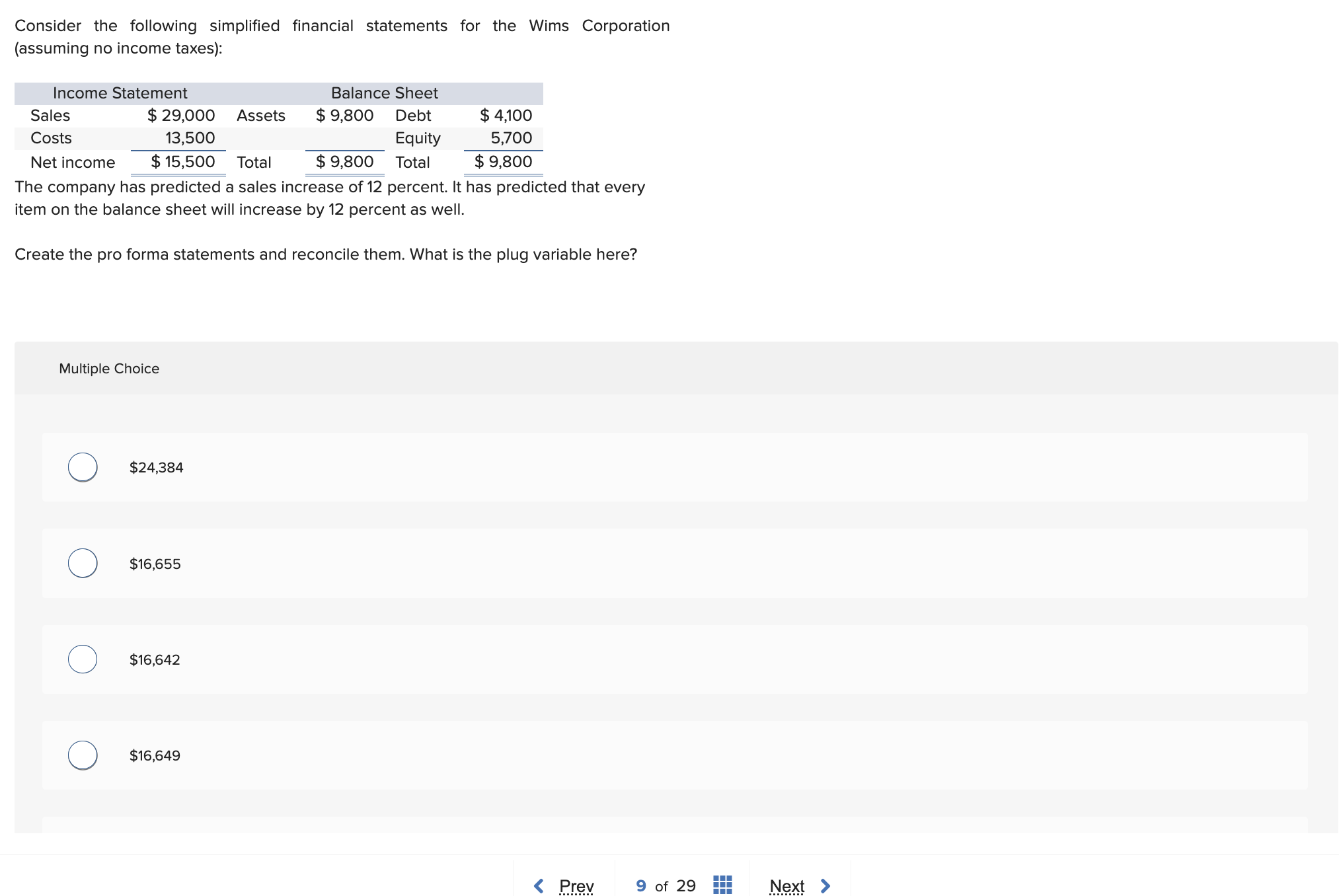 Solved Consider the following simplified financial | Chegg.com