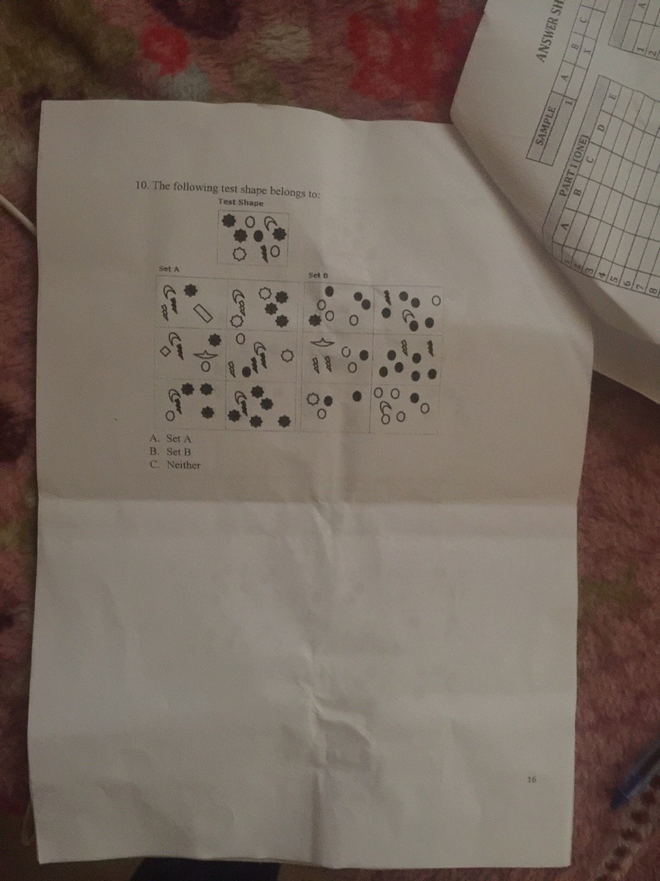 Solved 10. The following test shape belongs to: Test Shape | Chegg.com