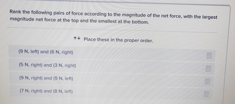 Solved Rank the following pairs of force according to the | Chegg.com