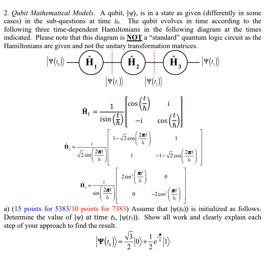 2. Qubit Mathematical Models. A qubit, [Y), is in a | Chegg.com