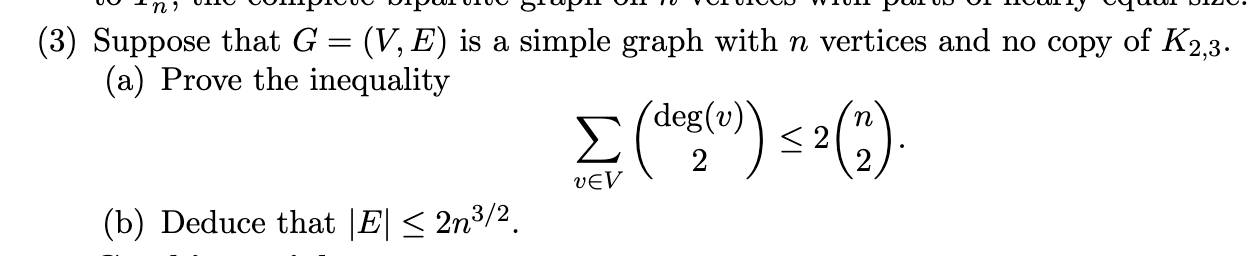 Solved Suppose that G=(V,E) is a simple graph with n | Chegg.com