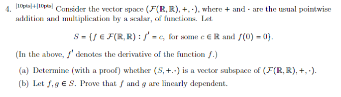 Solved 4. [10pts]+[10pts] Consider the vector space | Chegg.com