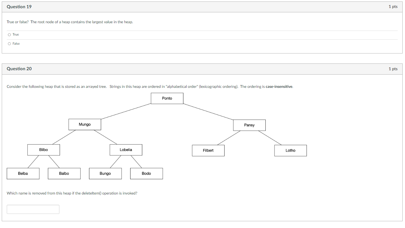 Solved True or false? The root node of a heap contains the | Chegg.com