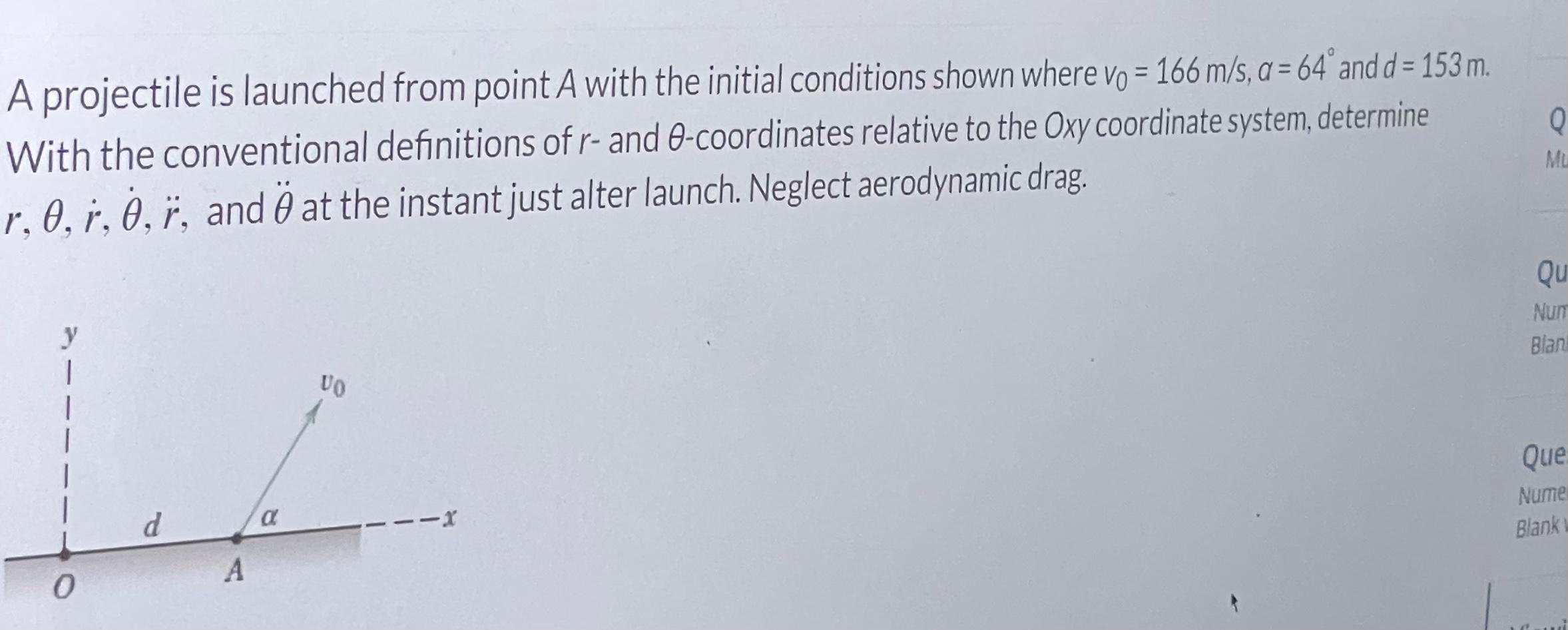 Solved A projectile is launched from point A with the | Chegg.com