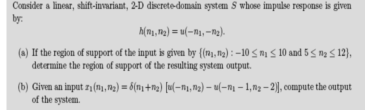 Consider a linear, shift-invariant, 2-D | Chegg.com