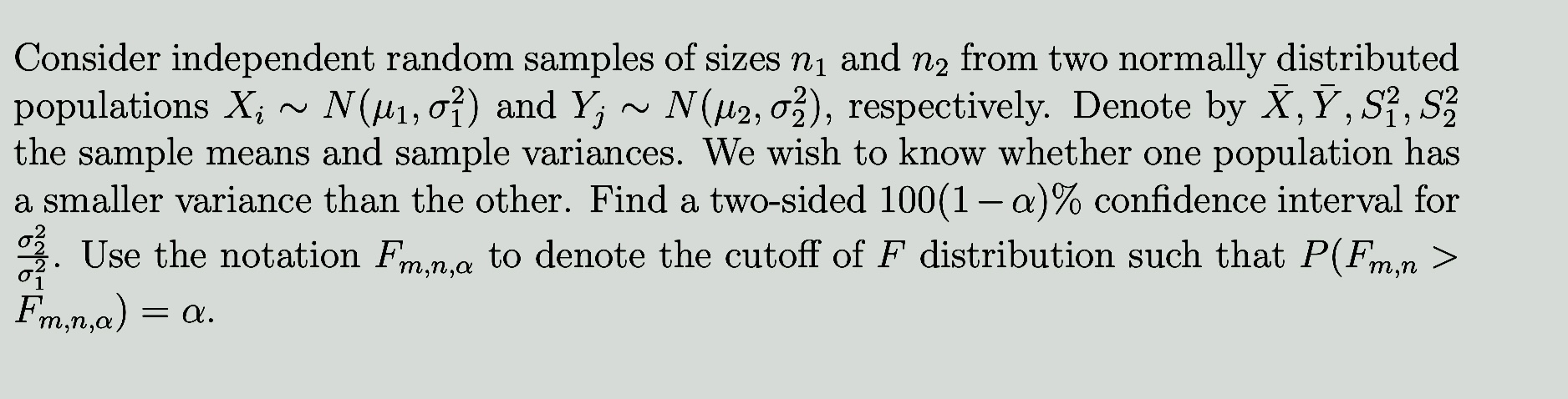 Solved Consider independent random samples of sizes n1 and | Chegg.com