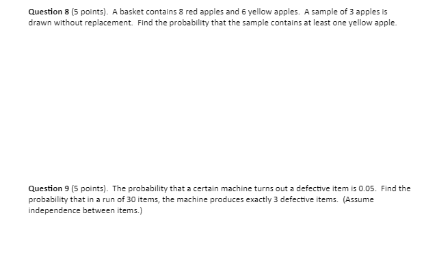 Solved Question 8 (5 points). A basket contains 8 red apples | Chegg.com