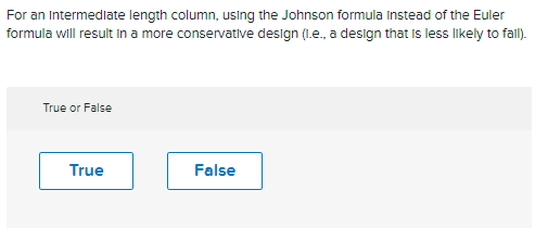 Solved For an intermediate length column, using the Johnson | Chegg.com
