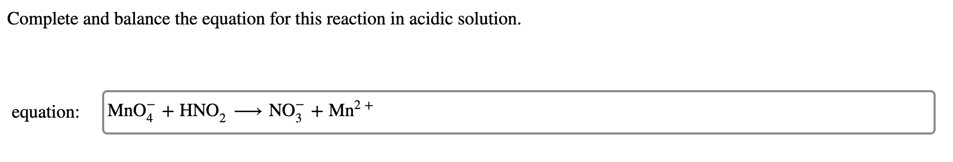 Solved Complete and balance the equation for this reaction | Chegg.com