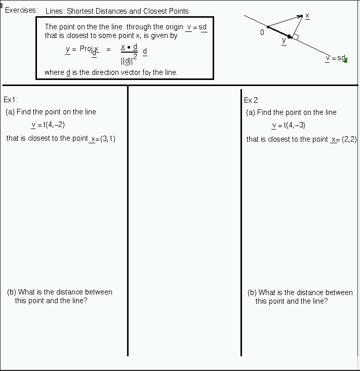 Solved Exercises: Lines: Shortest Distances and Closest | Chegg.com