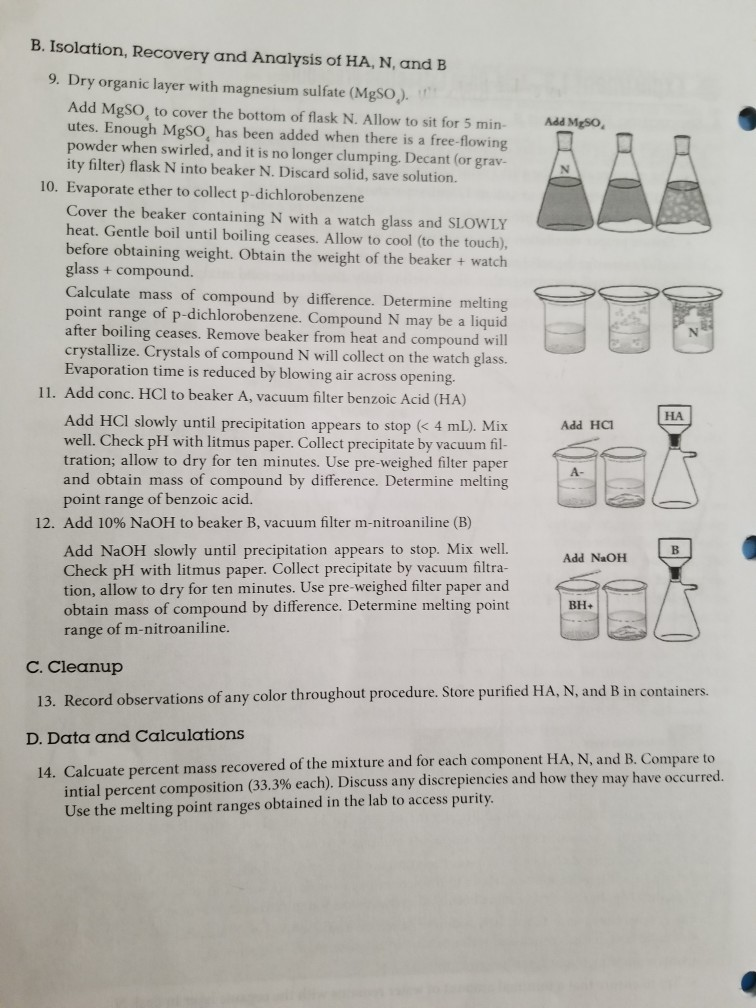 Solved Experiment 1.3-Acid-Base Extraction Procedure A. | Chegg.com