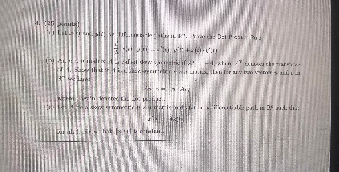 Solved (a) ﻿Let x(t) ﻿and y(t) ﻿be differentiable paths in | Chegg.com