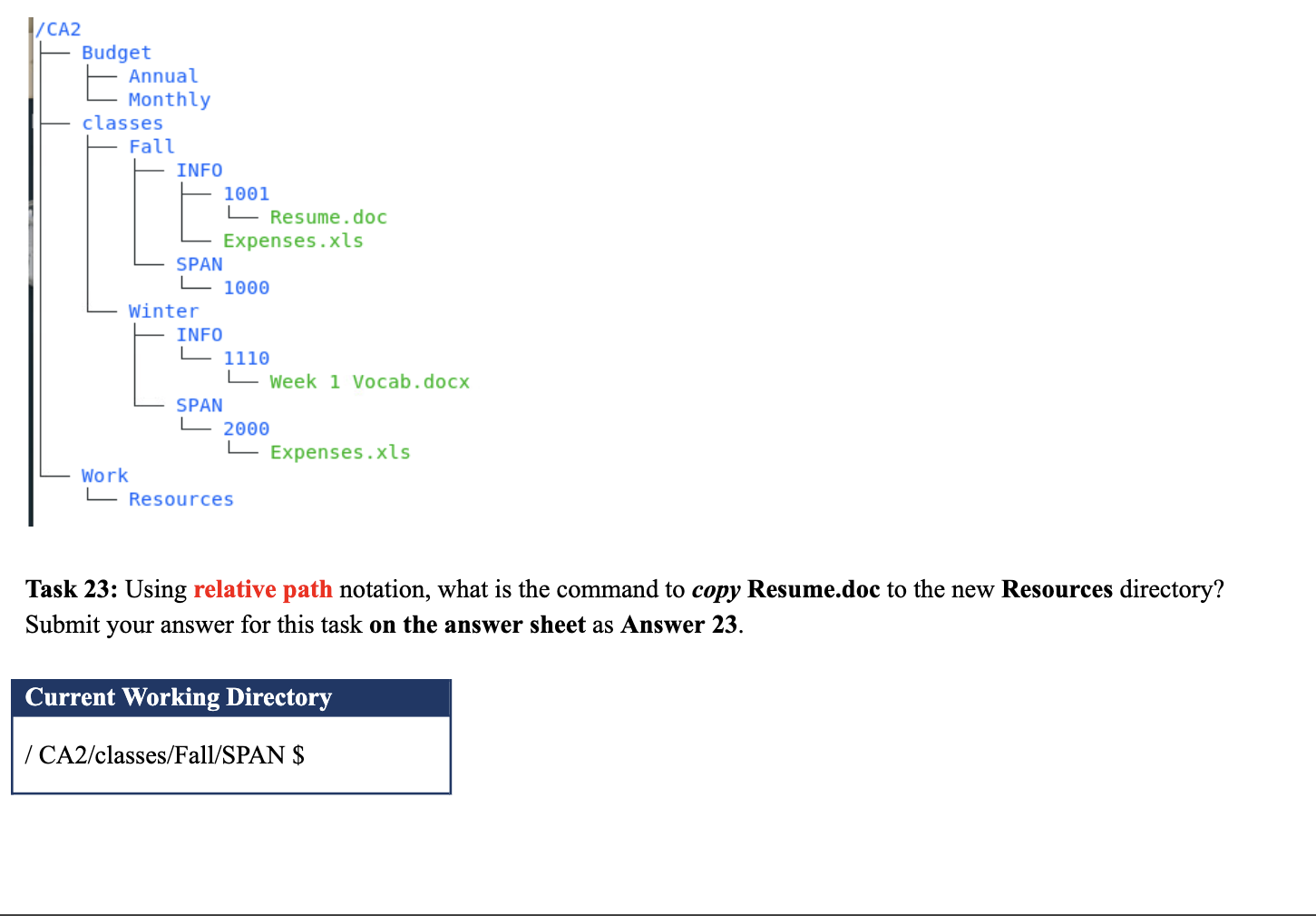 Solved Enter the Relative path for each task. NOTE: Begin by | Chegg.com