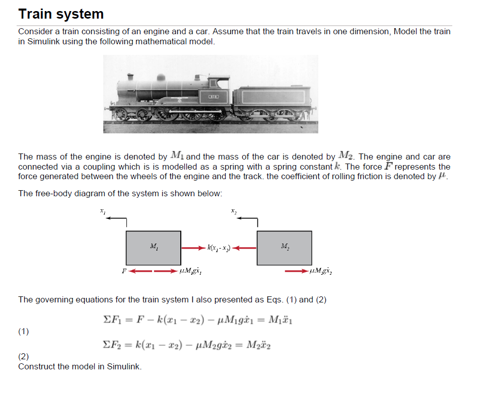 Solved Train system Consider a train consisting of an engine | Chegg.com