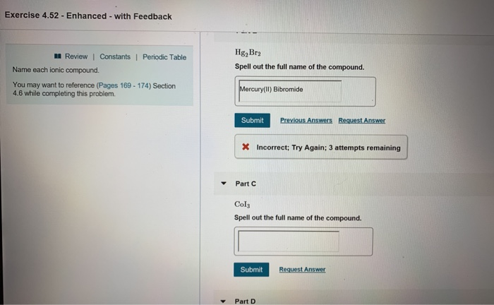 Solved Exercise 4.52 -Enhanced - with Feedback Hg2Br2 l | Chegg.com