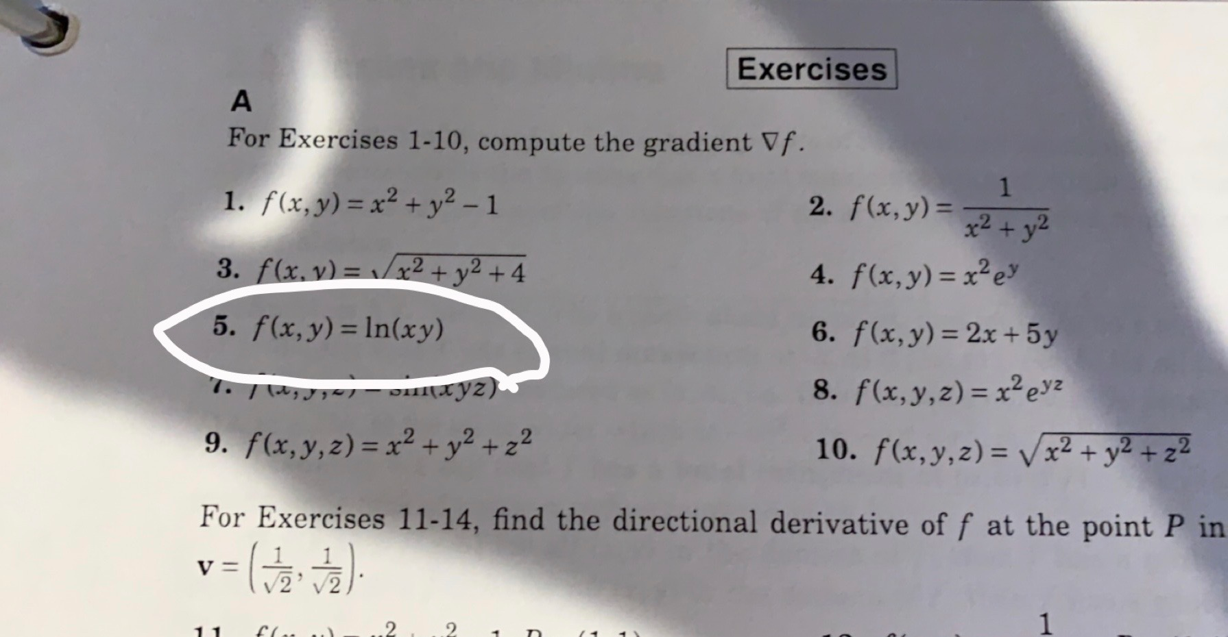 Solved Exercises А For Exercises 1-10, compute the gradient | Chegg.com