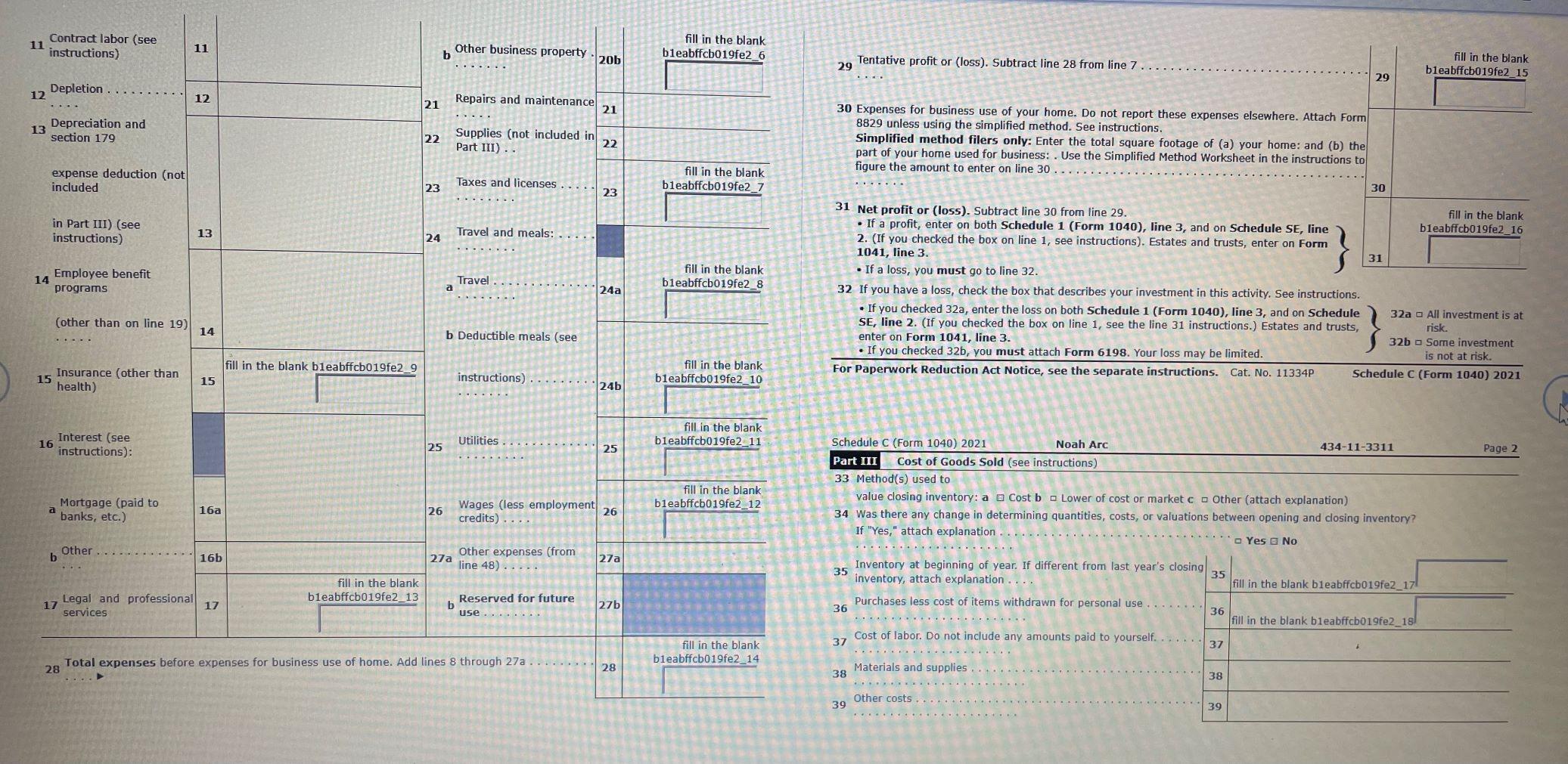 Comprehensive Problem 1 - Part 2: Schedule C, | Chegg.com