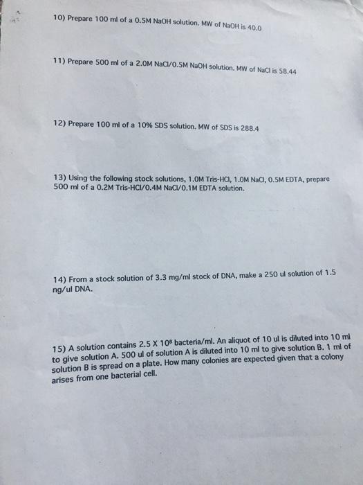 Solved Prepare 100 ml of a 0.5 M NaOH solution. MW of NaOH | Chegg.com