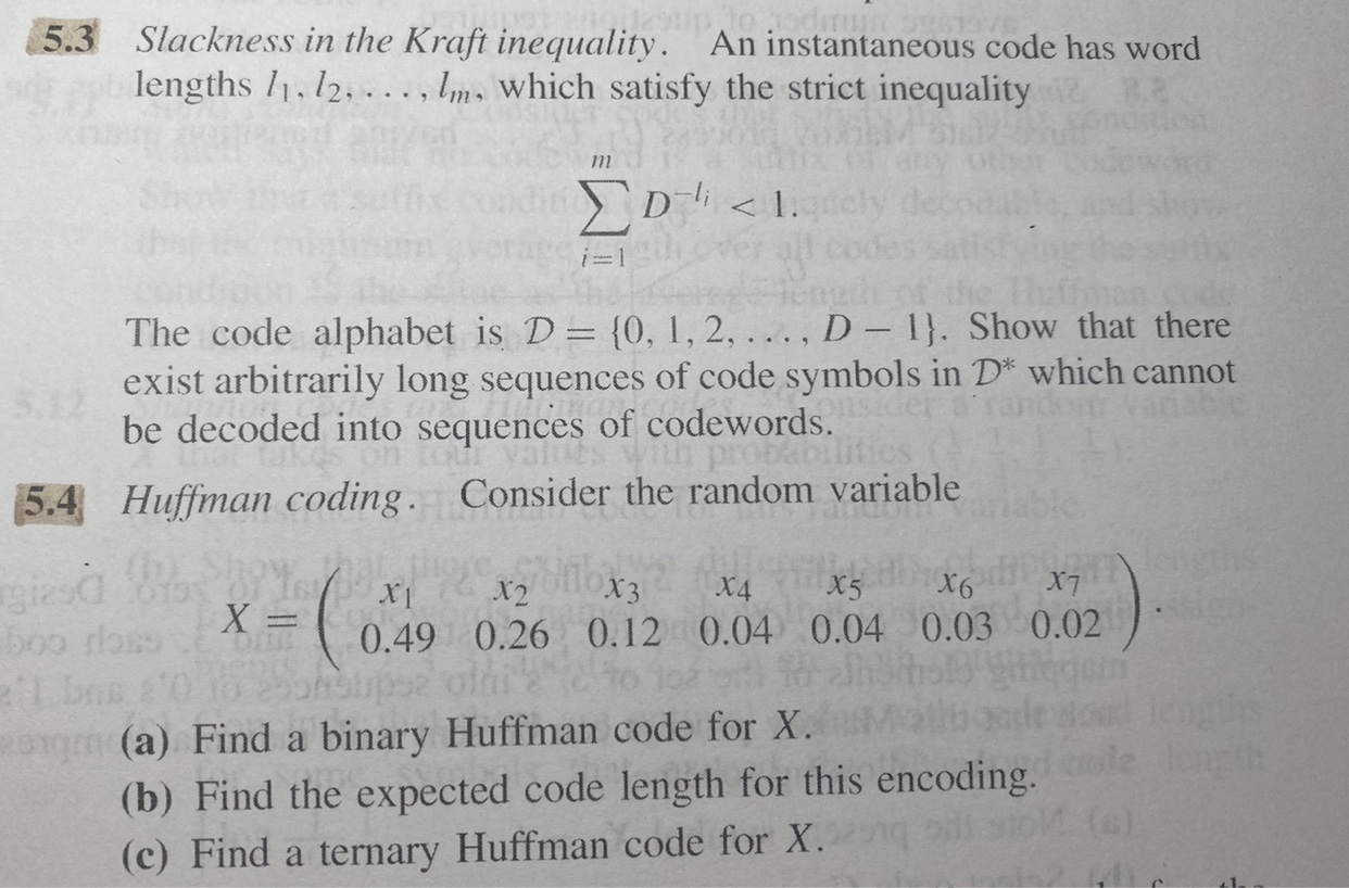 Solved 5.3 Slackness in the Kraft inequality. An | Chegg.com