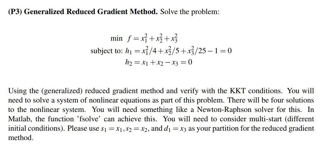 P3 Generalized Reduced Gradient Method Solve The