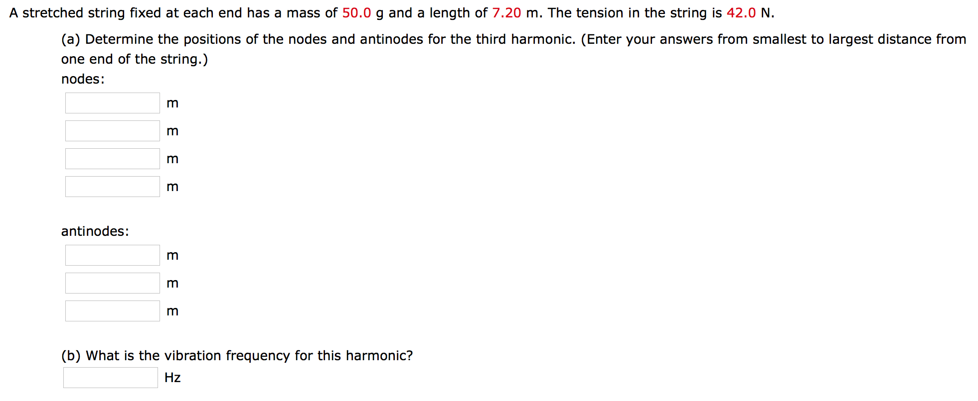 Solved A stretched string fixed at each end has a mass of | Chegg.com
