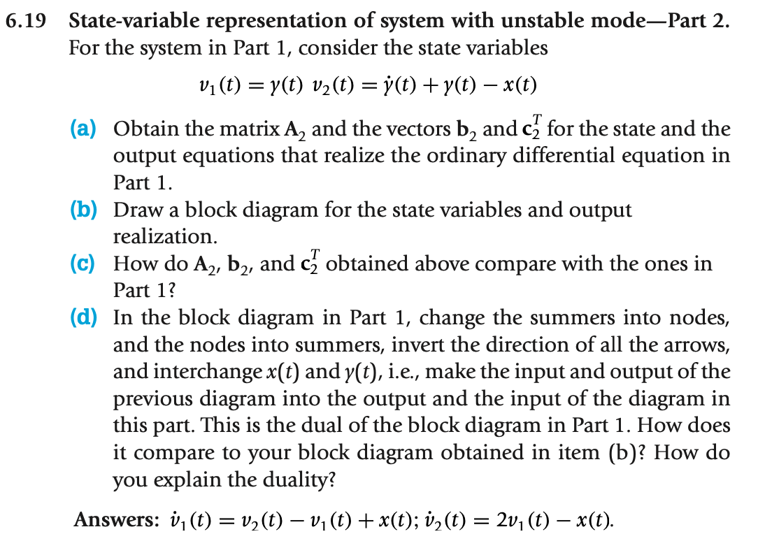 Solved 6.18 State-variable representation of system with | Chegg.com