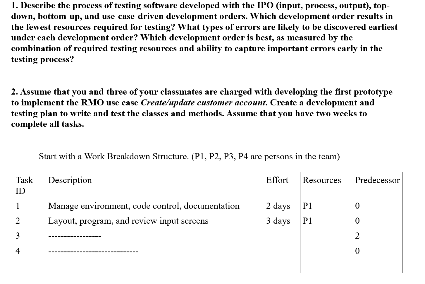 Solved 1. Describe the process of testing software developed | Chegg.com