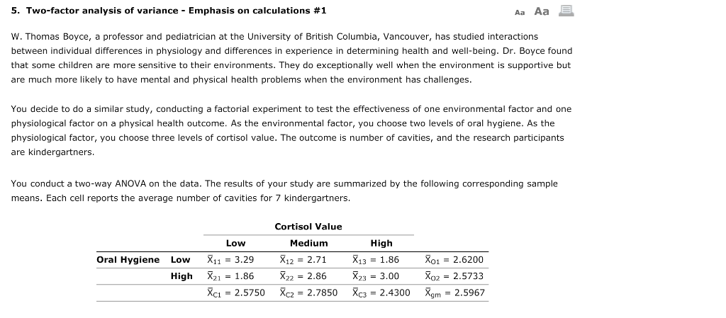 Solved 5. Two-factor analysis of variance-Emphasis on | Chegg.com