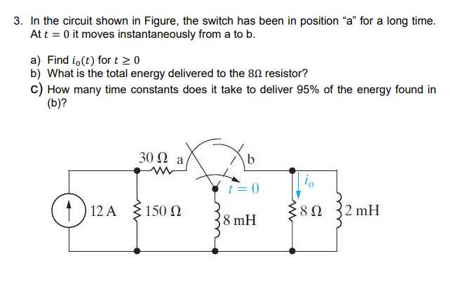 Solved In the circuit shown in Figure, the switch has been | Chegg.com