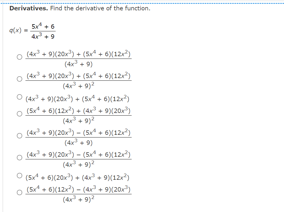 Solved Derivatives. Find the derivative of the function. | Chegg.com